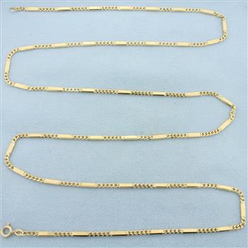 Italian 36 Inch Bar Link Chain Necklace in 14k Yellow Gold | Property Room