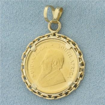 Krugerrand Gold Coin Pendant in 14k Yellow Gold Mounting | Property Room