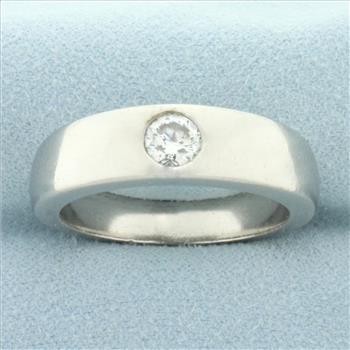 Mens 3/4ct Solitaire Diamond Pipe Style Ring in Palladium | Property Room