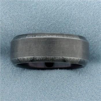 Mens 8MM Matte and Distressed Finish Black Tungsten Wedding Band Ring ...