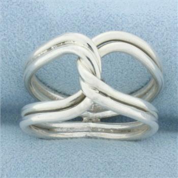 Mens Interlocking Band Design Ring in Sterling Silver | Property Room