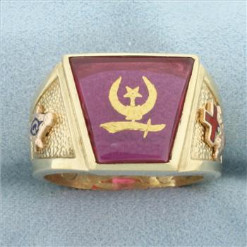 Mens Masonic Shriners Ring in 10k Yellow Gold | Property Room