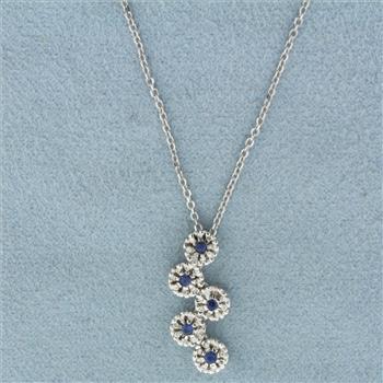 Sapphire and Diamond Articulating Motion Necklace in 14k White Gold ...
