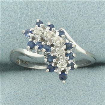 Sapphire and Diamond Waterfall Ring in 14k White Gold | Property Room