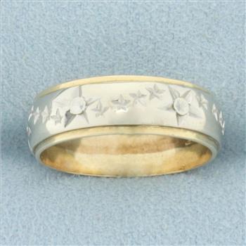 Two Tone Star Constellation Band Ring in 14k Yellow and White Gold ...