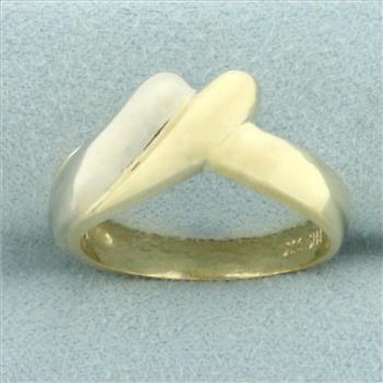 Two Tone Swoop Design Ring in 14k Yellow and White Gold | Property Room