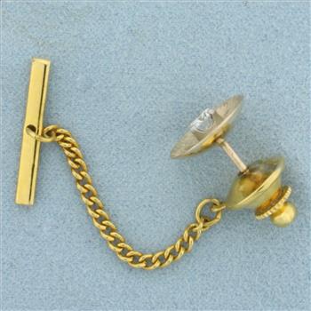 Vintage Diamond Tie Tack Pin in 14k Yellow Gold | Property Room