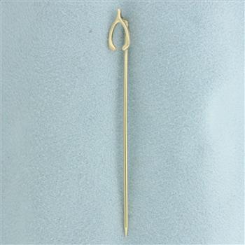 Vintage Wishbone Stick Pin in 14k Yellow Gold | Property Room
