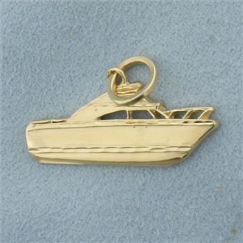 Yacht Power Speed Boat Pendant or Charm in 14k Yellow Gold | Property Room
