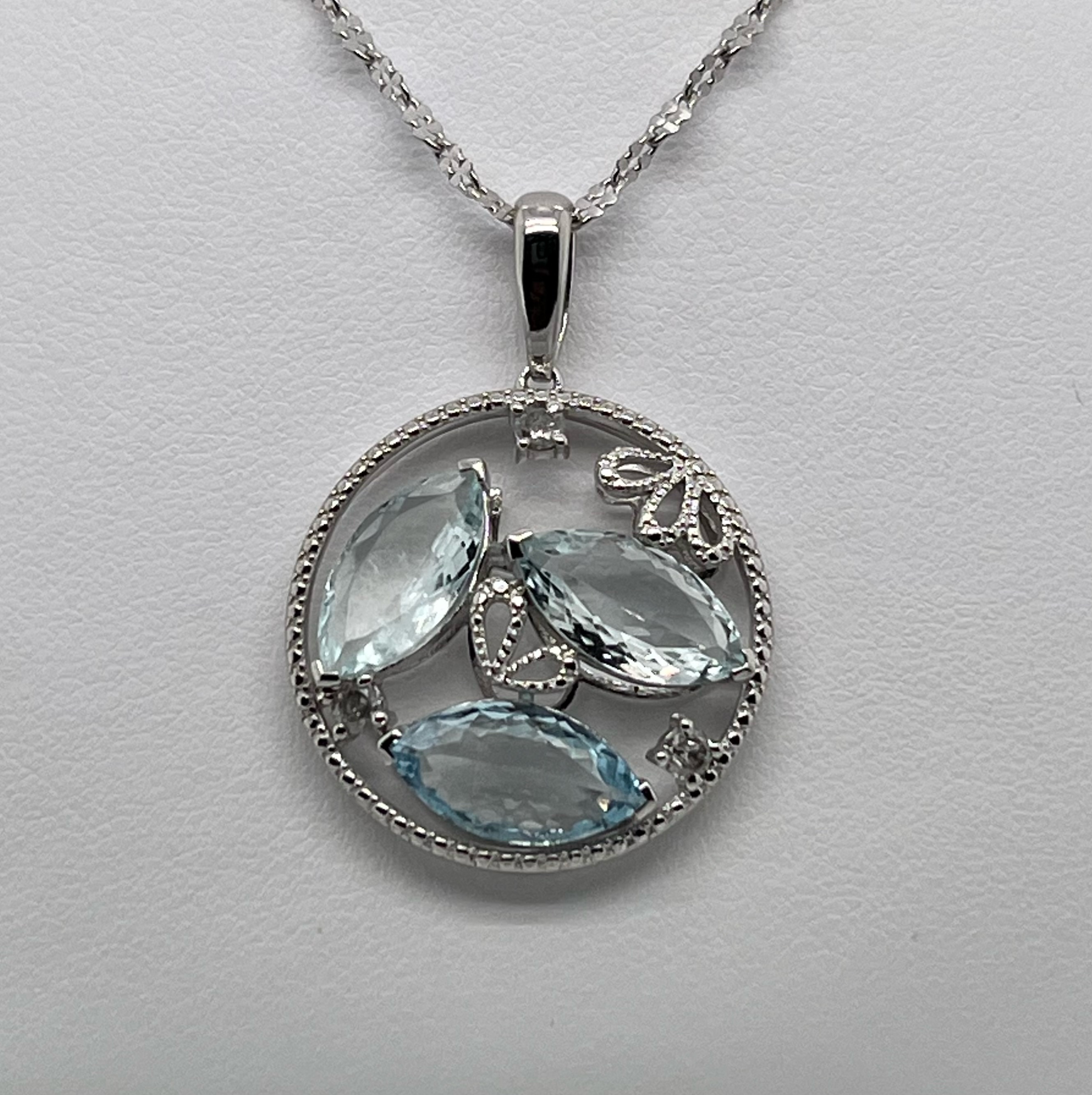 Sterling Silver Aquamarine Necklace Men