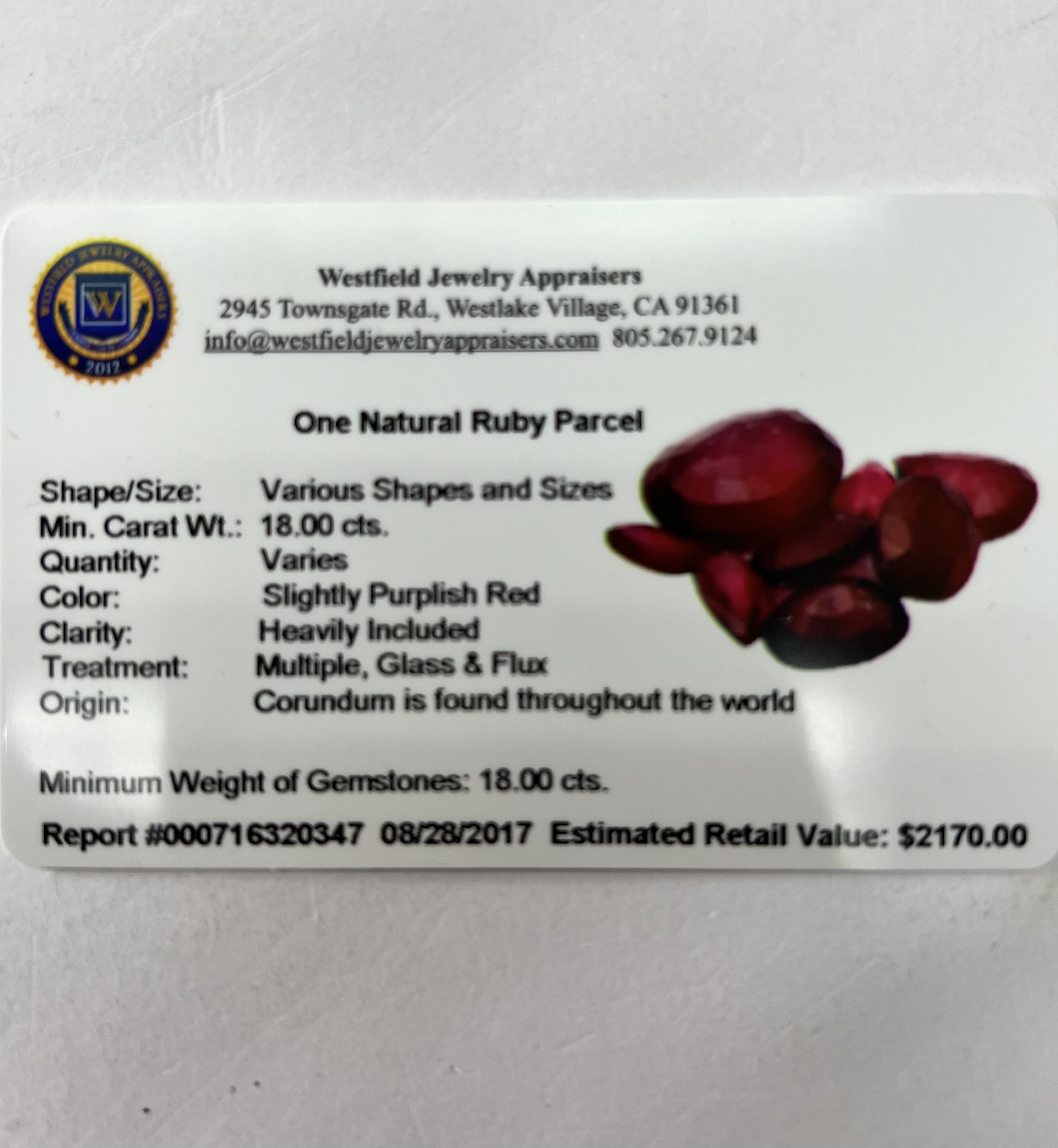 18CTS. NATURAL RUBY GEMSTONE PARCEL | Property Room