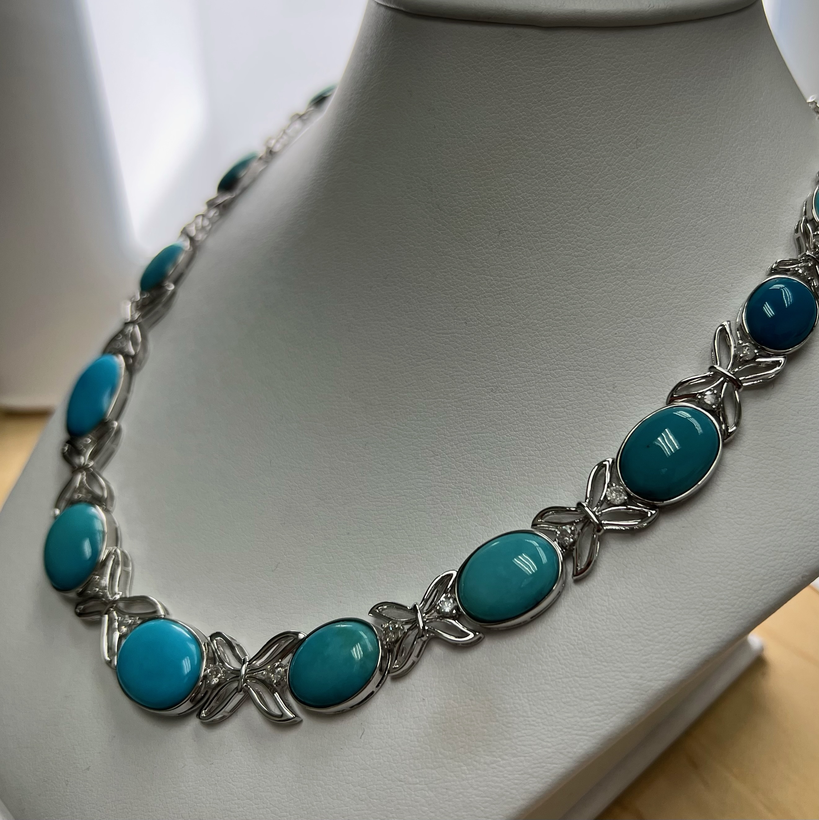 TURQUOISE & DIAMOND NECKLACE IN STERLING SILVER | Property Room