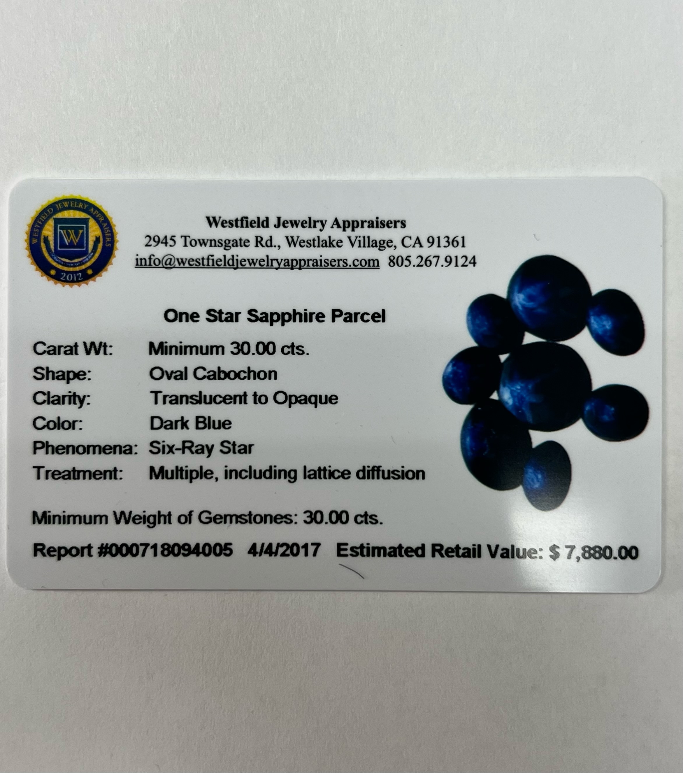 30CTS. STAR SAPPHIRE GEMSTONE PARCEL | Property Room