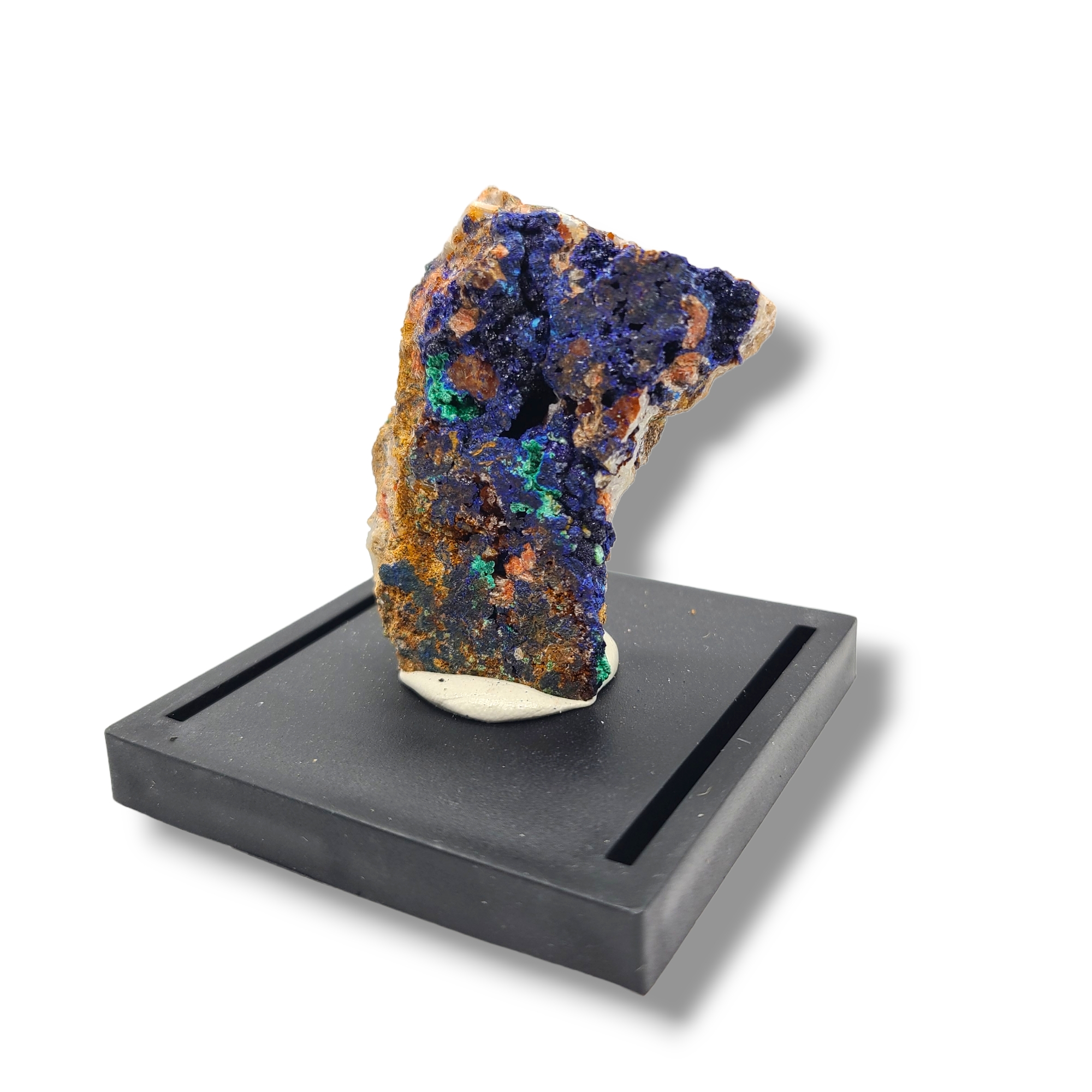 Azurite and Malachite Specimen on Quartz in Display Case | Property Room