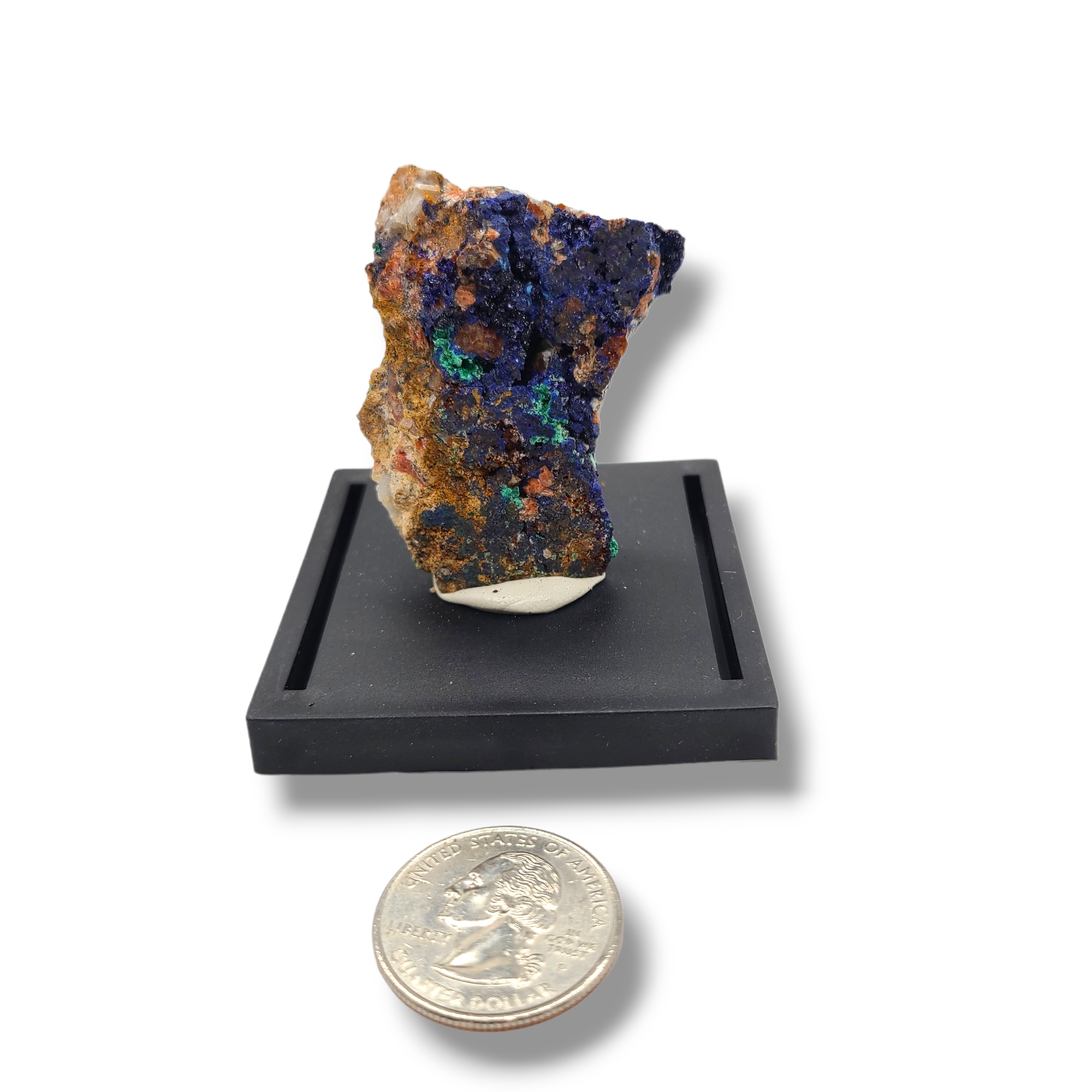Azurite and Malachite Specimen on Quartz in Display Case | Property Room