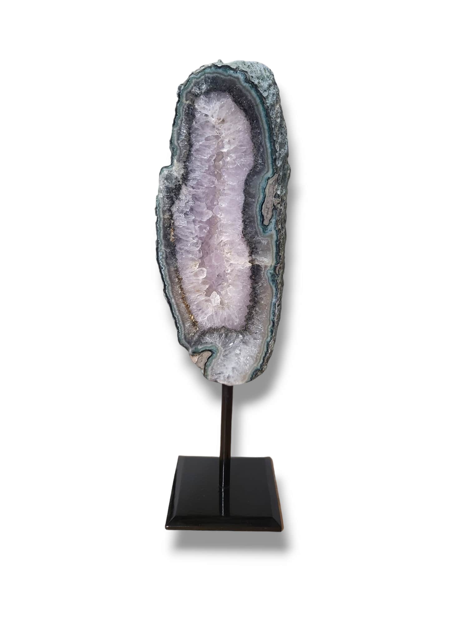 Amethyst Geode Slice – Elegantly Displayed on Metal Stand | Property Room