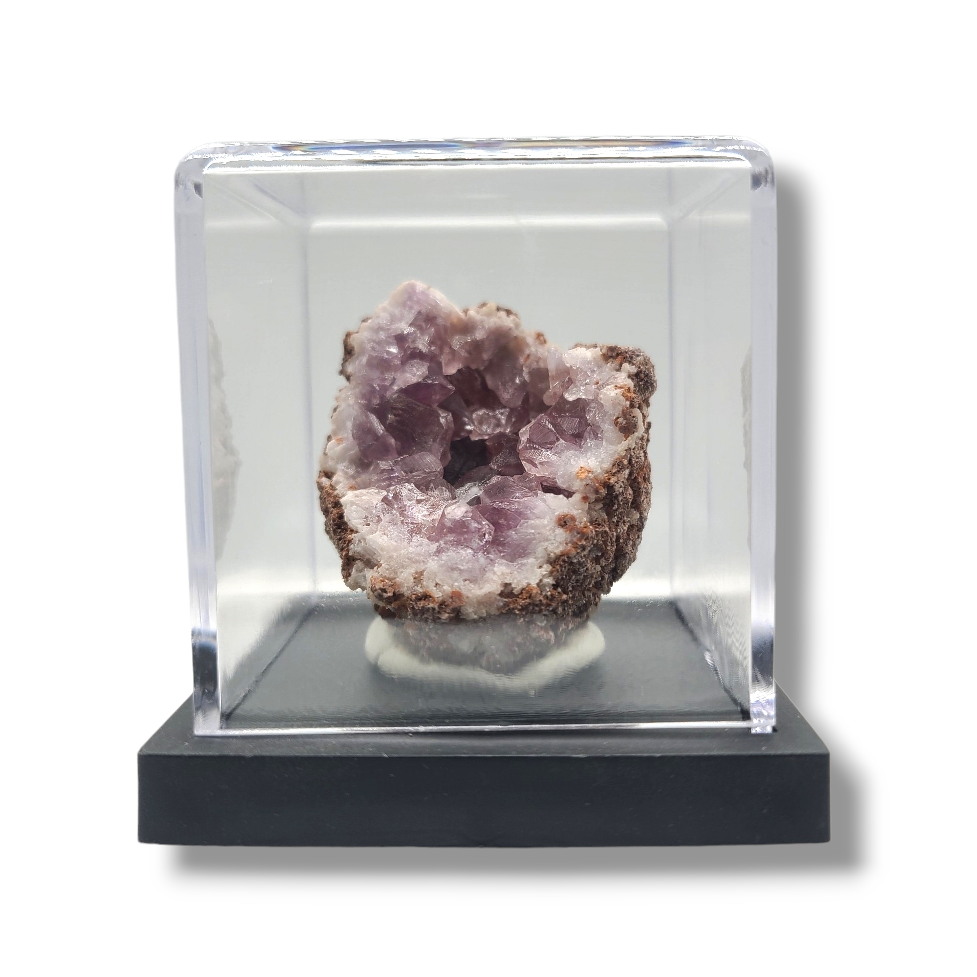 Delicate Pink Amethyst Geodes from Patagonia in Display Case | Property ...