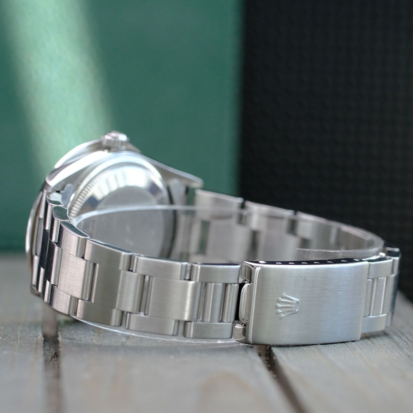 ROLEX MENS AIR-KING STEEL WATCH 34M BLUE INDEX DIAL DIAMOND BEZEL ...