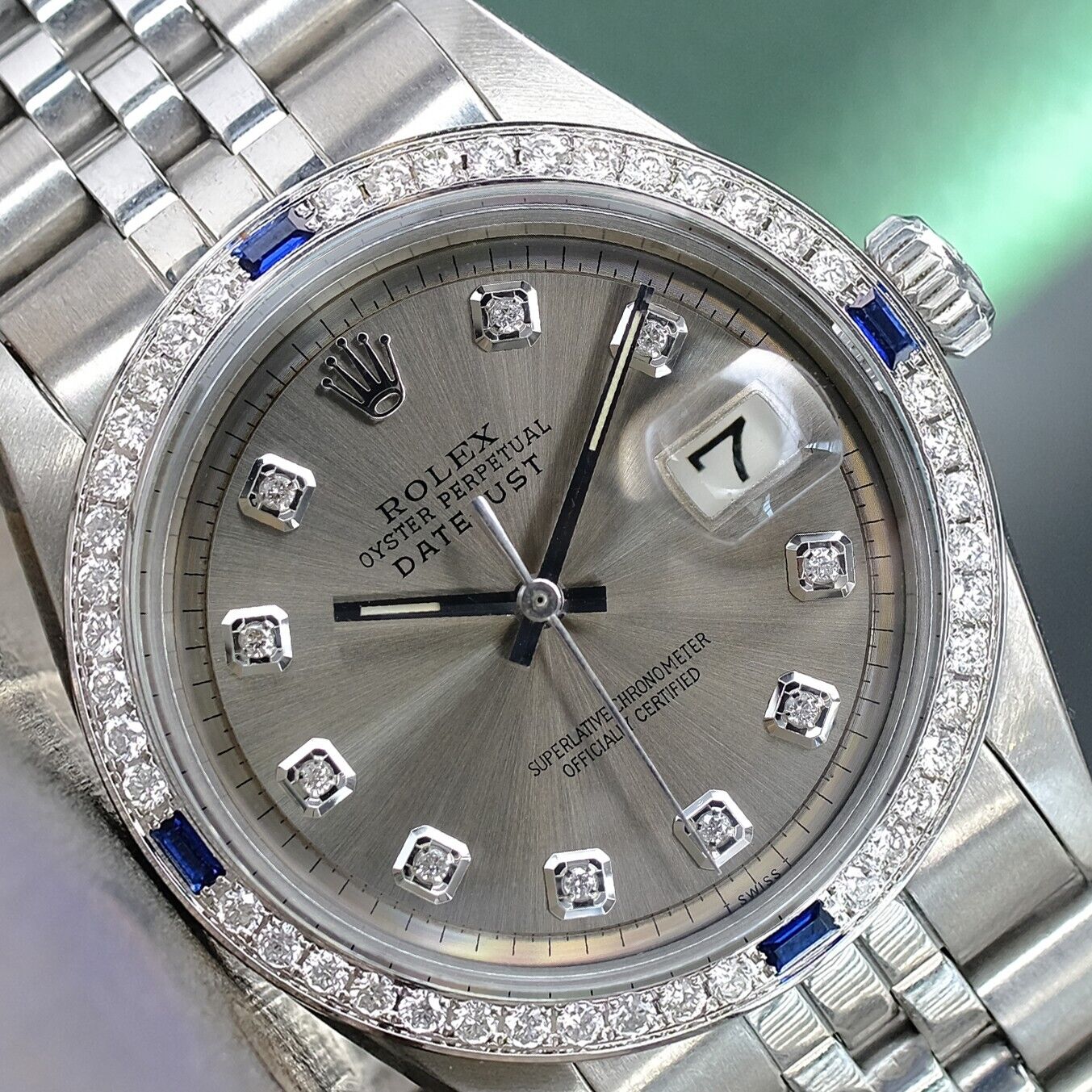 ROLEX MENS DATEJUST STEEL WATCH GRAY DIAL DIAMOND BEZEL JUBILEE 36MM 1 ...
