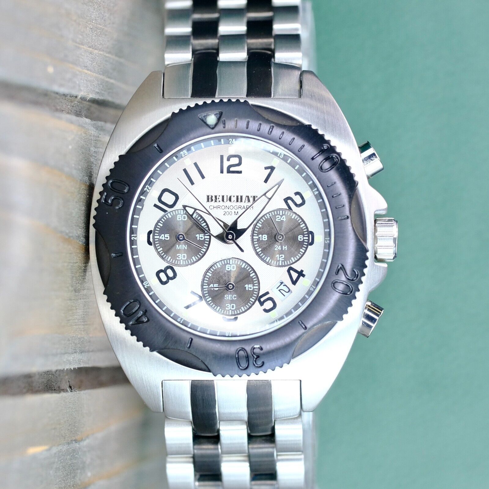 BEUCHAT TIKEHAU MENS WATCH BLACK & SILVER CHRONOGRAPH 200M | Property Room