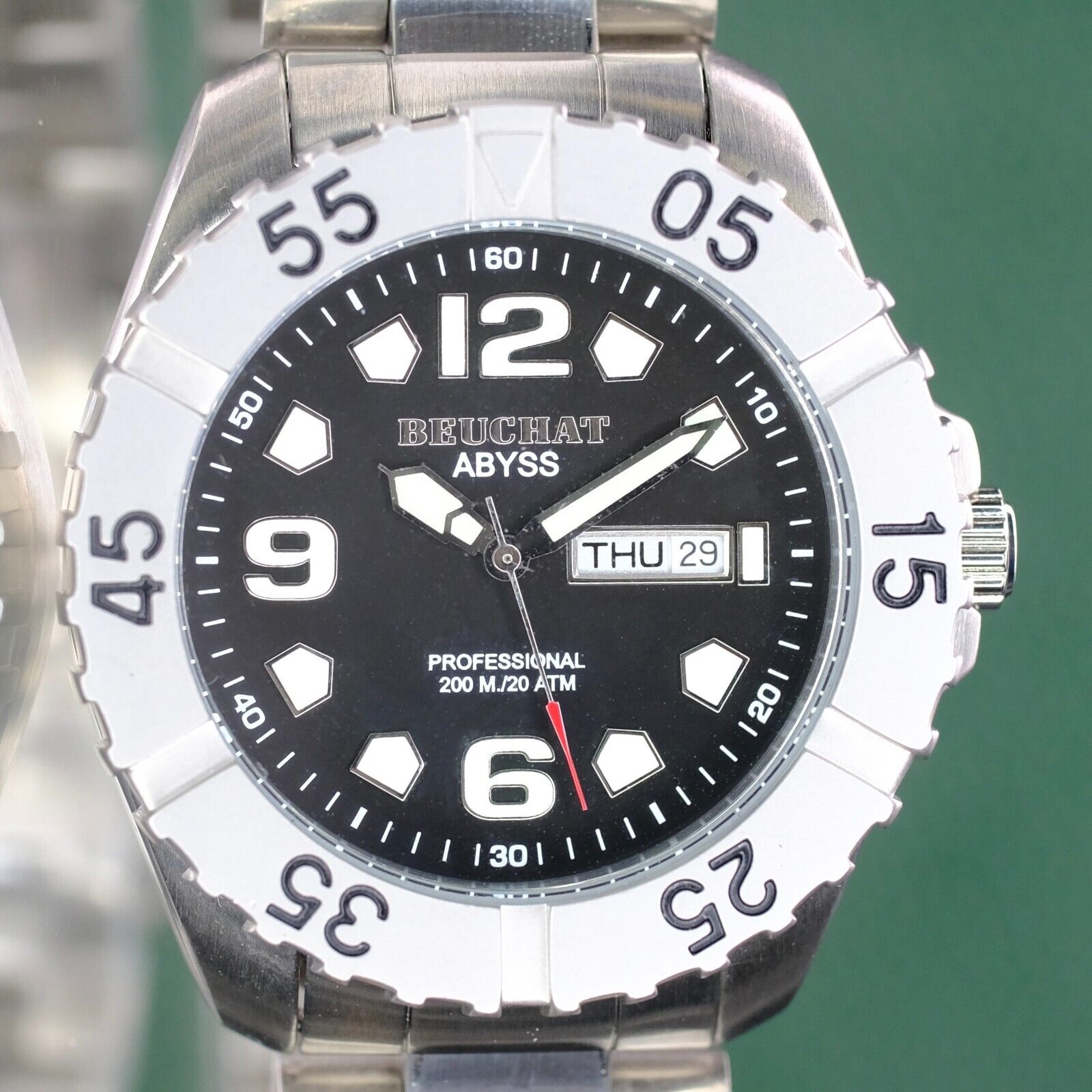 BEUCHAT ABYSS DIVERS MENS WATCH BLACK ARABIC DIAL ROTATING BEZEL 200M ...