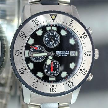 BEUCHAT SILLAGE DIVERS MENS WATCH BLACK DIAL STAINLESS STEEL 200M ...