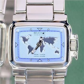 BEUCHAT OCEANIUM DIVERS WOMENS WATCH LIGHT BLUE DIAL STAINLESS STEEL ...