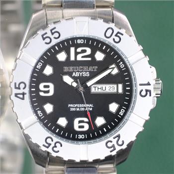 BEUCHAT ABYSS DIVERS MENS WATCH BLACK ARABIC DIAL ROTATING BEZEL 200M ...