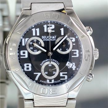 BEUCHAT HYDROTEAM DIVERS CHRONOGRAPH MENS WATCH BLACK DIAL STAINLESS ...