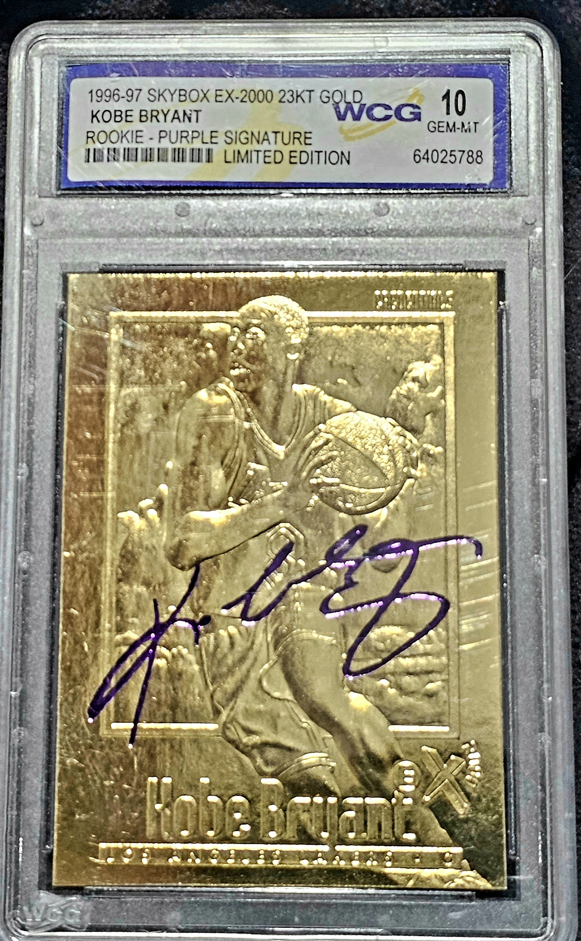 Kobe Bryant 23KT Gold Rookie Purple Signature Limited Edition Card ...
