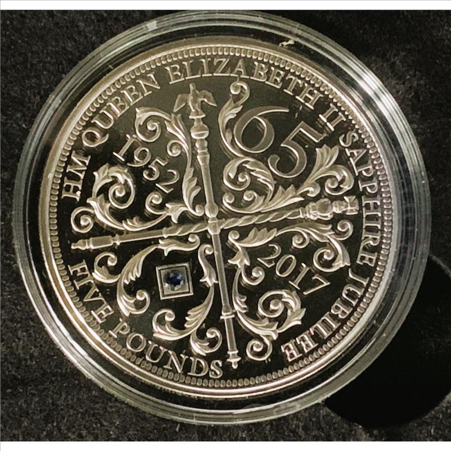 2017 SAPPHIRE JUBILEE, GUERNEY 5 POUNDS PROOF COIN, COPPER NICKEL WITH ...