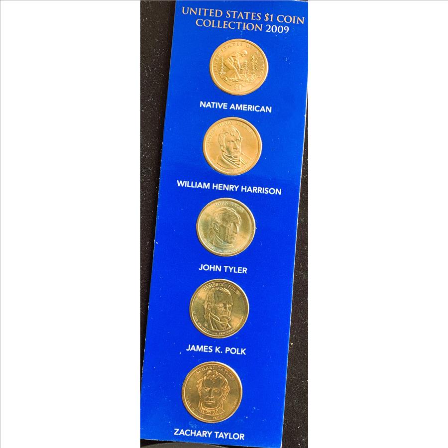 U,S, MINT $1 GOLDEN DOLLAR 2009 5 COIN COLLECTION, BU ORIGINAL MINT ...