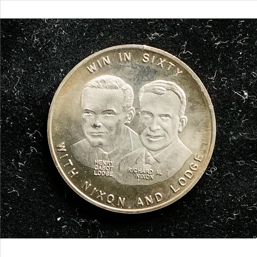 RARE VINTAGE POLITICAL GOP COIN, NIXON & LODGE UNCIRCULATED PROOF-LIKE ...