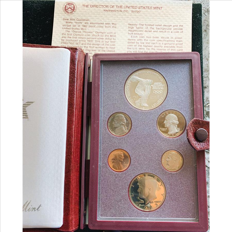 1983-S OLYMPIC PRESTIGE SET, US MINT, ALL 6 MIRROR PROOF COINS ...
