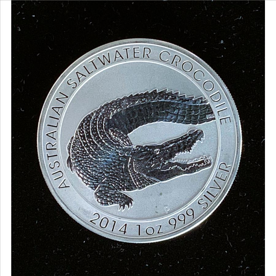 .999 1oz FINE SILVER SALTWATER CROCODILE, UNCIRCULATED CAMEO PROOF ...