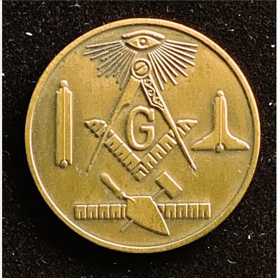 MASONIC 1970 100TH ANNIVERSARY MT HOOD LODGE, UNCIRCULATED BRONZE COIN ...