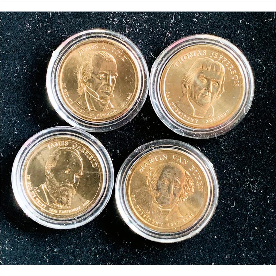 $1 DOLLAR GOLD TONED PRESIDENTIAL COLLECTION UNCIRCULATED IN CAPSULE (4 ...