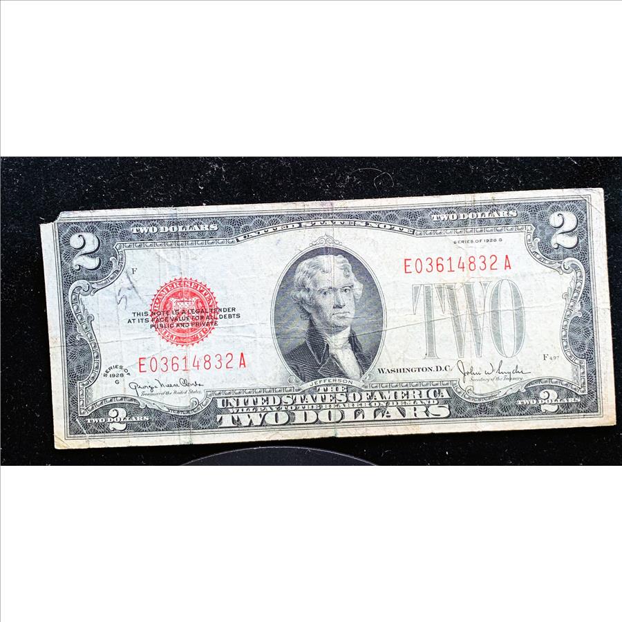$2 DOLLAR SERIES 1928 G, UNITED STATES NOTE, RED LABEL | Property Room