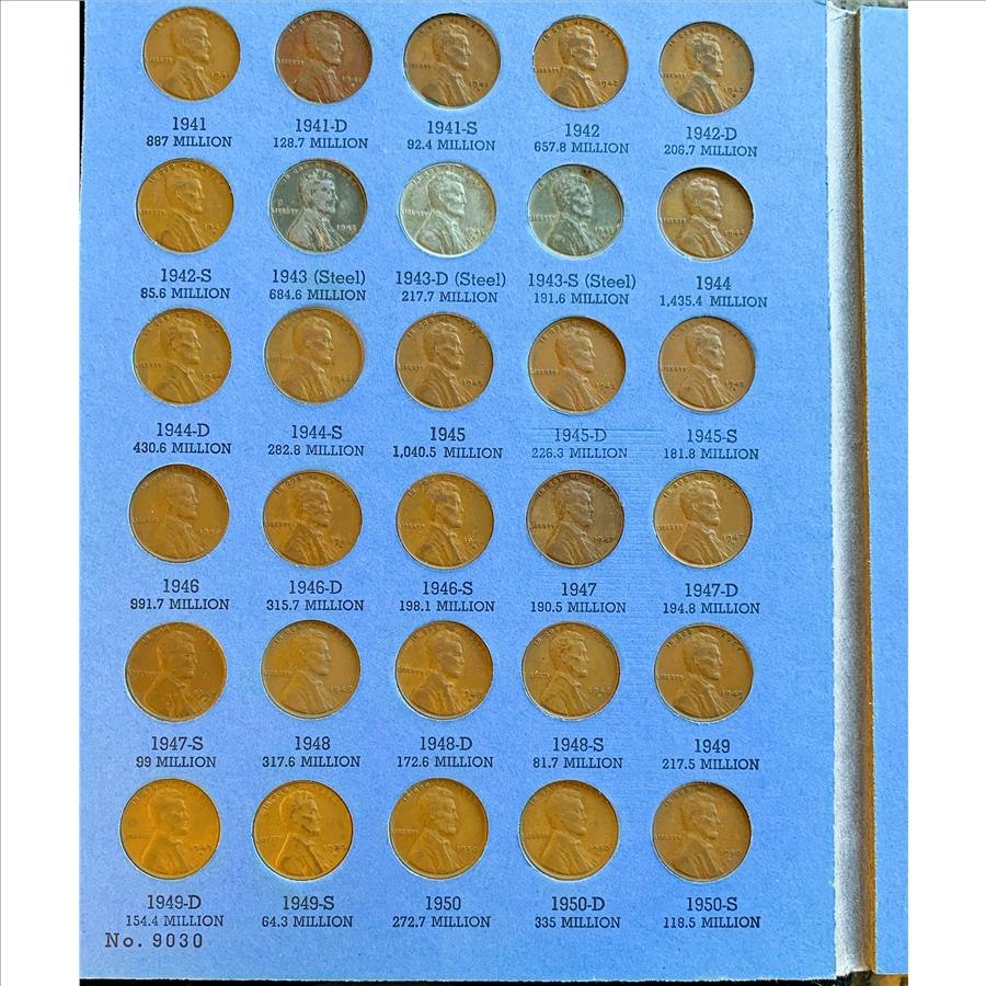 LINCOLN HEAD CENT COIN COLLECTION, STARTING 1941 BOOK #2 COMPLETE WITH ...