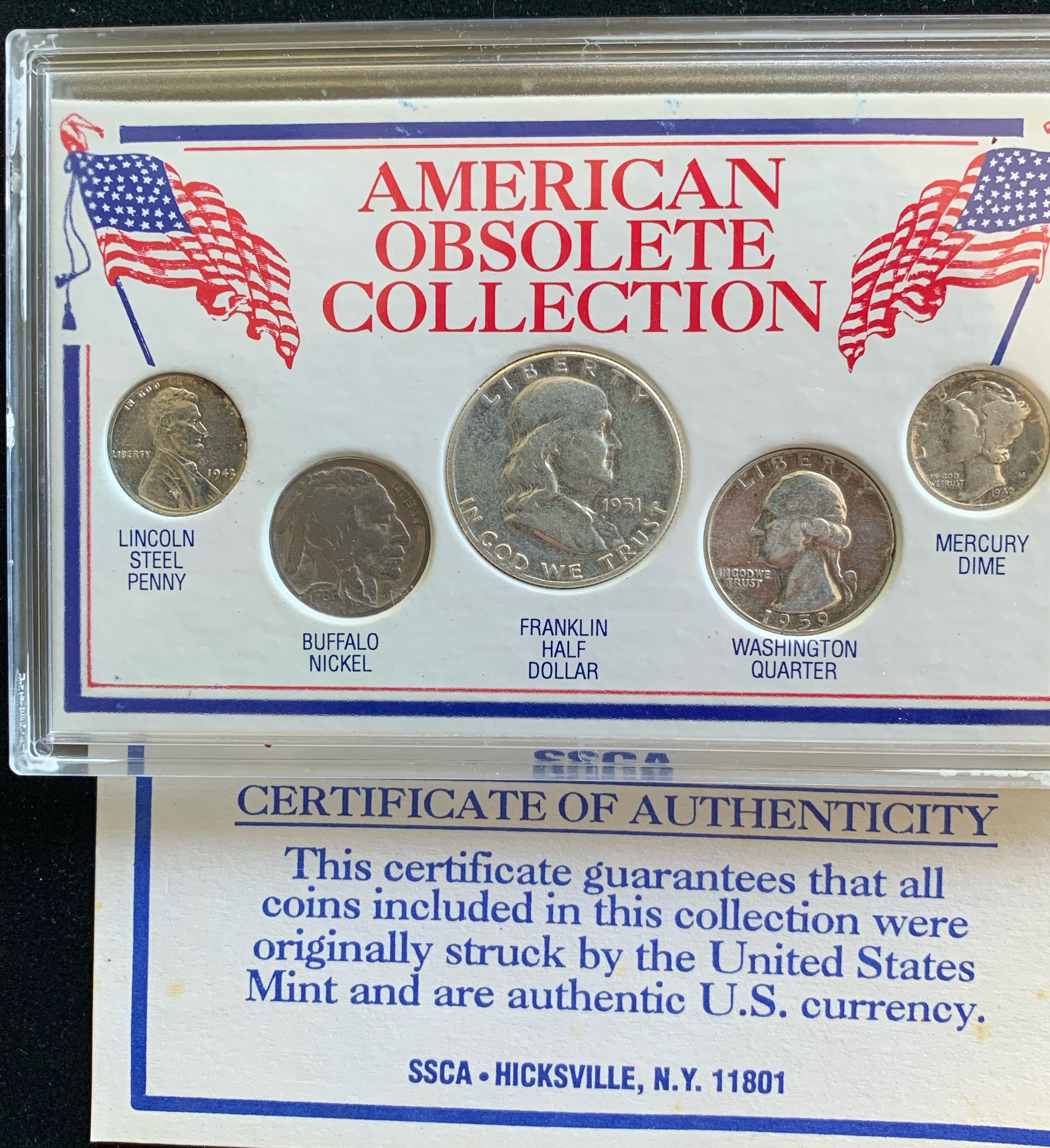 AMERICAN OBSOLETE COIN COLLECTION SET, IN A SEALED HARD CASE, COA ...