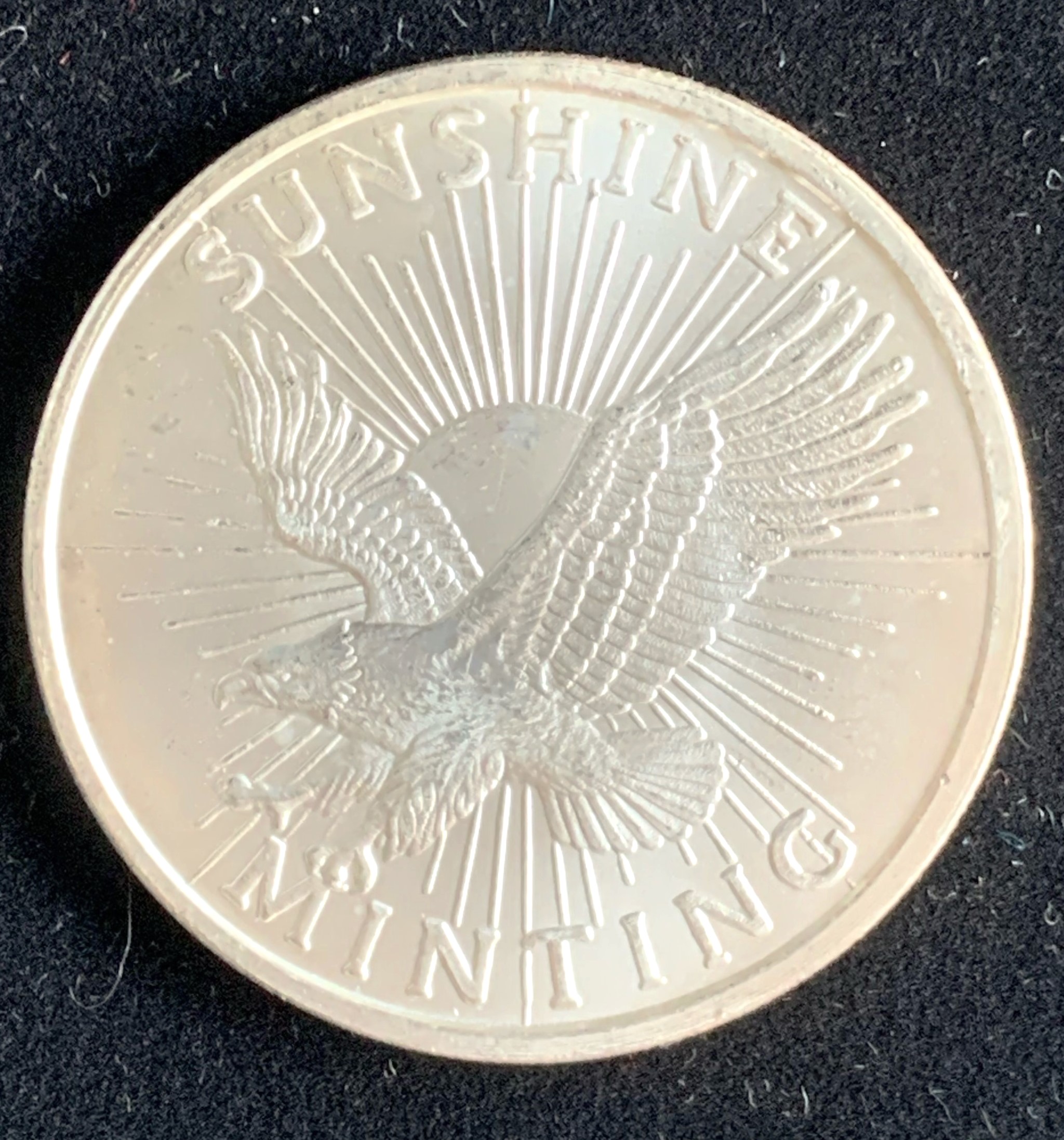 1oz SILVER VINTAGE ROUND SUNSHINE MINTING TONED .999 FINE SILVER ...