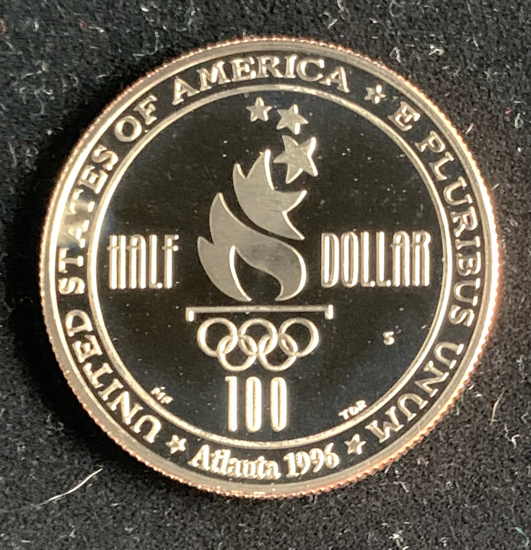 1996-S ATLANTA OLYMPICS PROOF UNCERCULATED SOCCER COMMEMORATIVE HALF ...