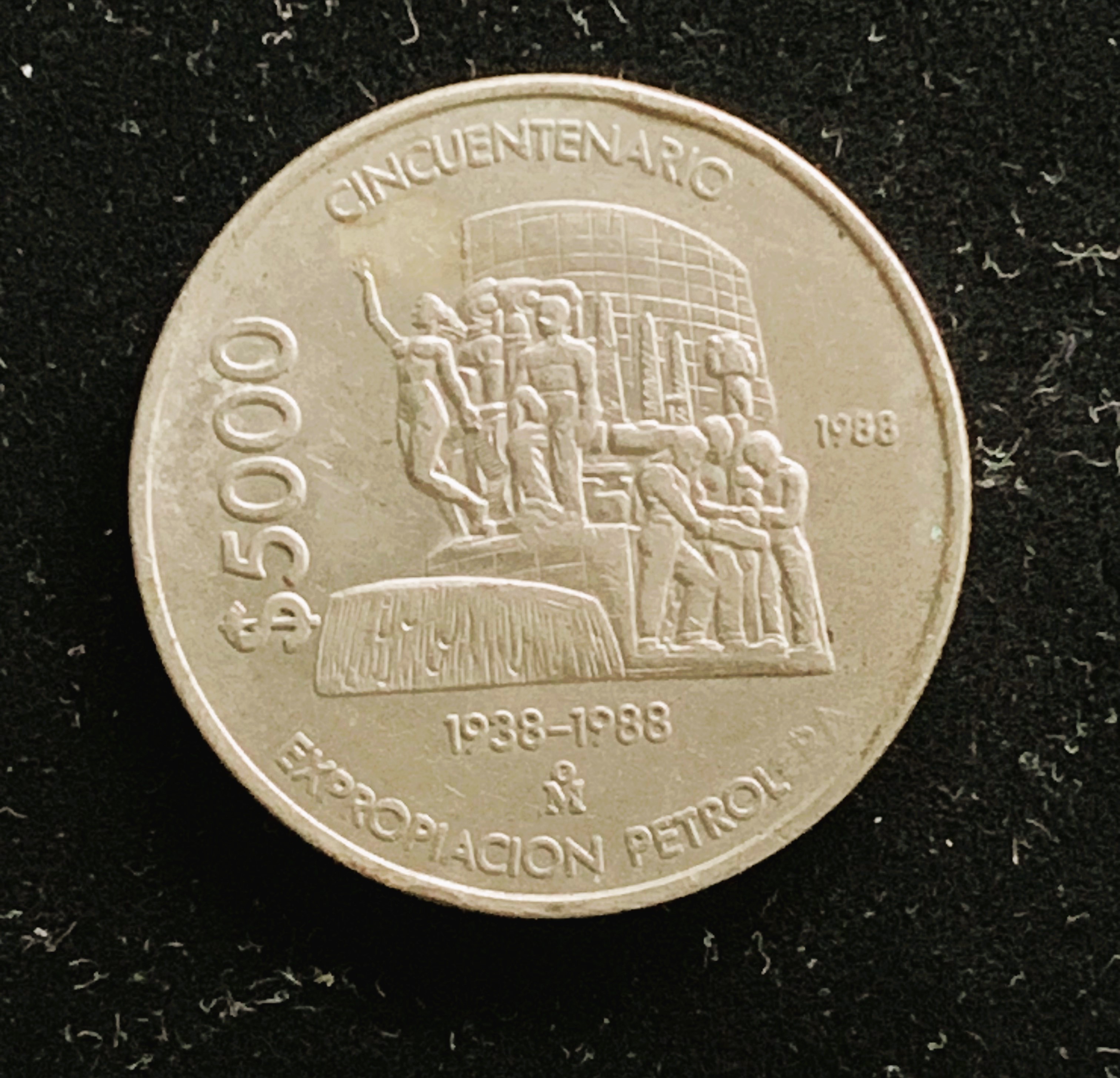 $5000 PESOS, MEXICO 1988, NICE COIN CONDITION | Property Room