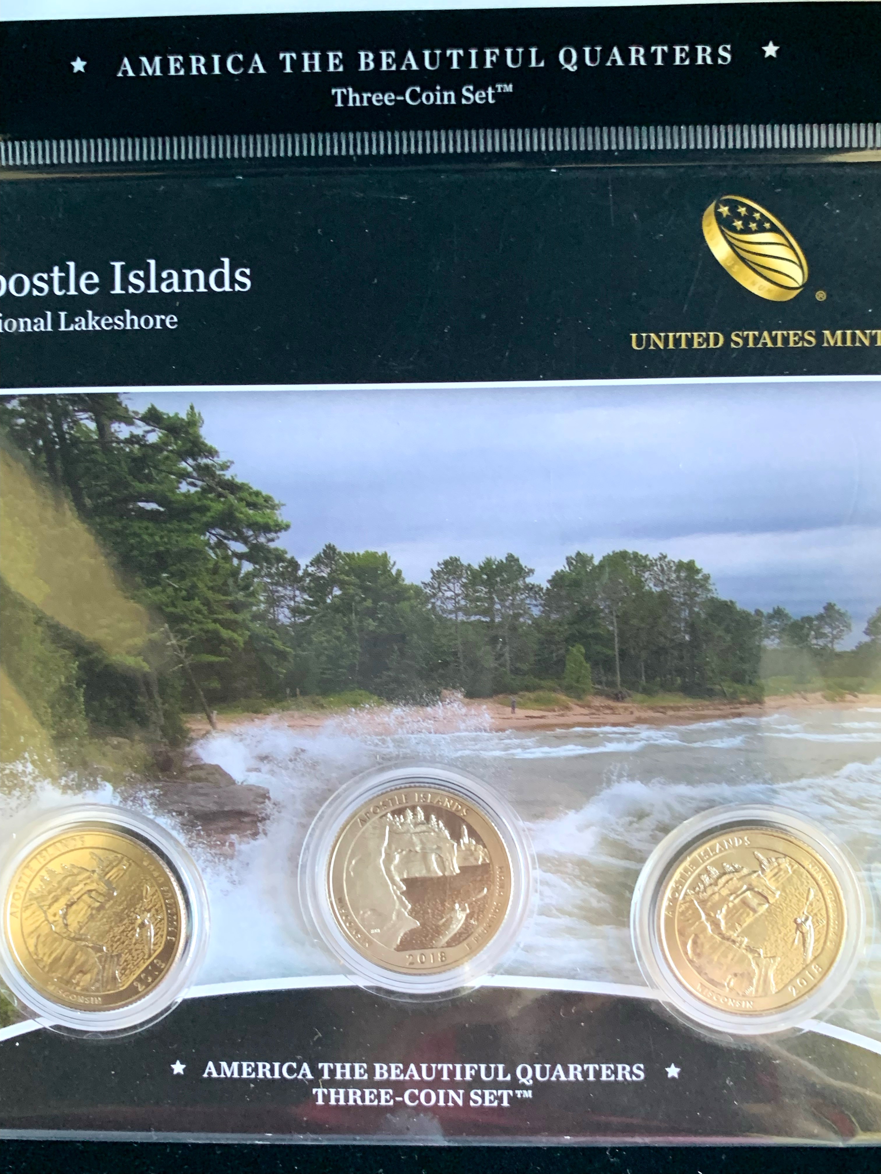 AMERICA THE BEAUTIFUL US MINT QUARTERS 2018 3 COIN SET APOSTLE ISLANDS ...