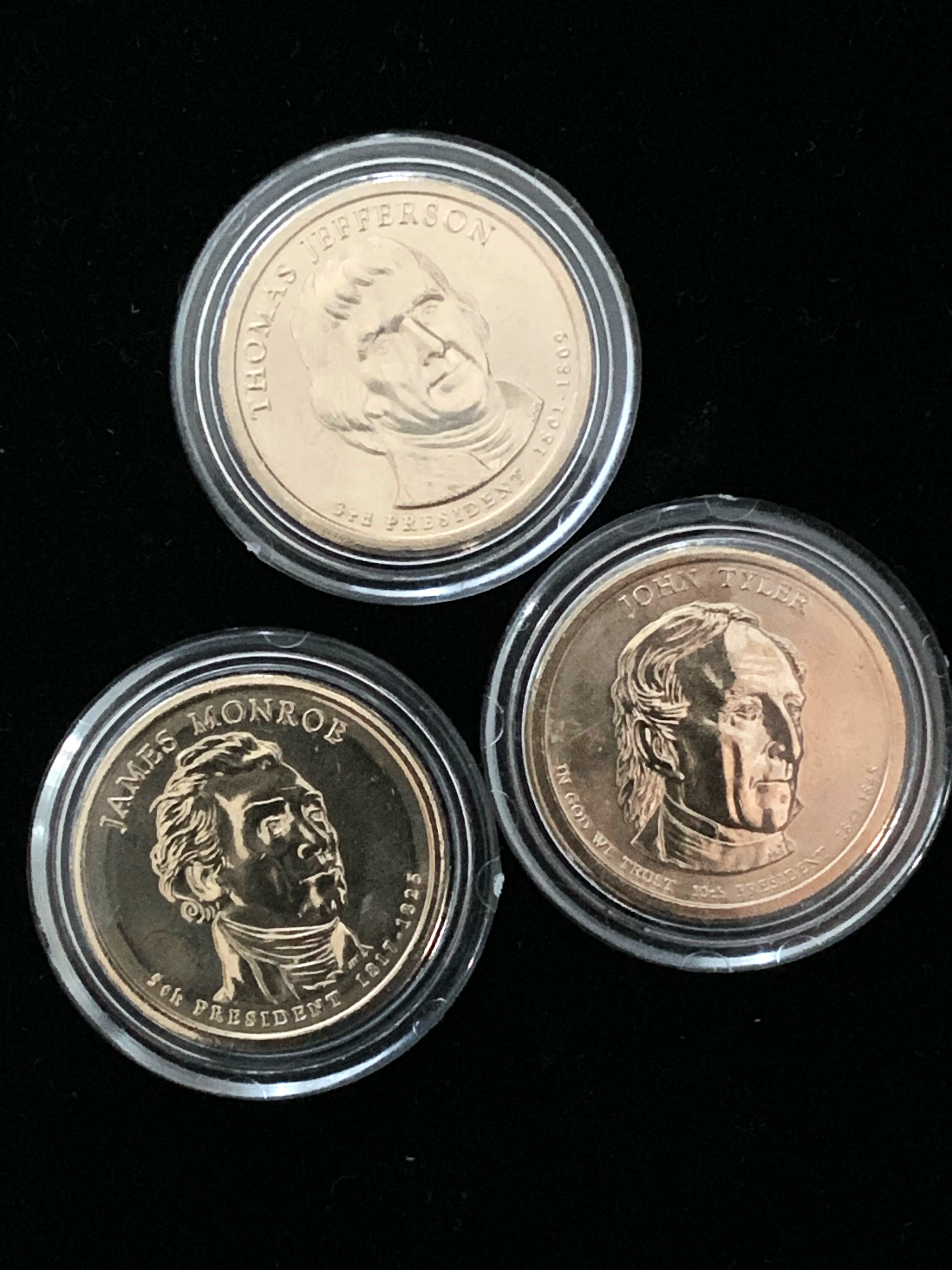 $1 GOLD TONNED PRESIDENTIAL COLLECTION UNC IN CASE (3) COINS | Property ...