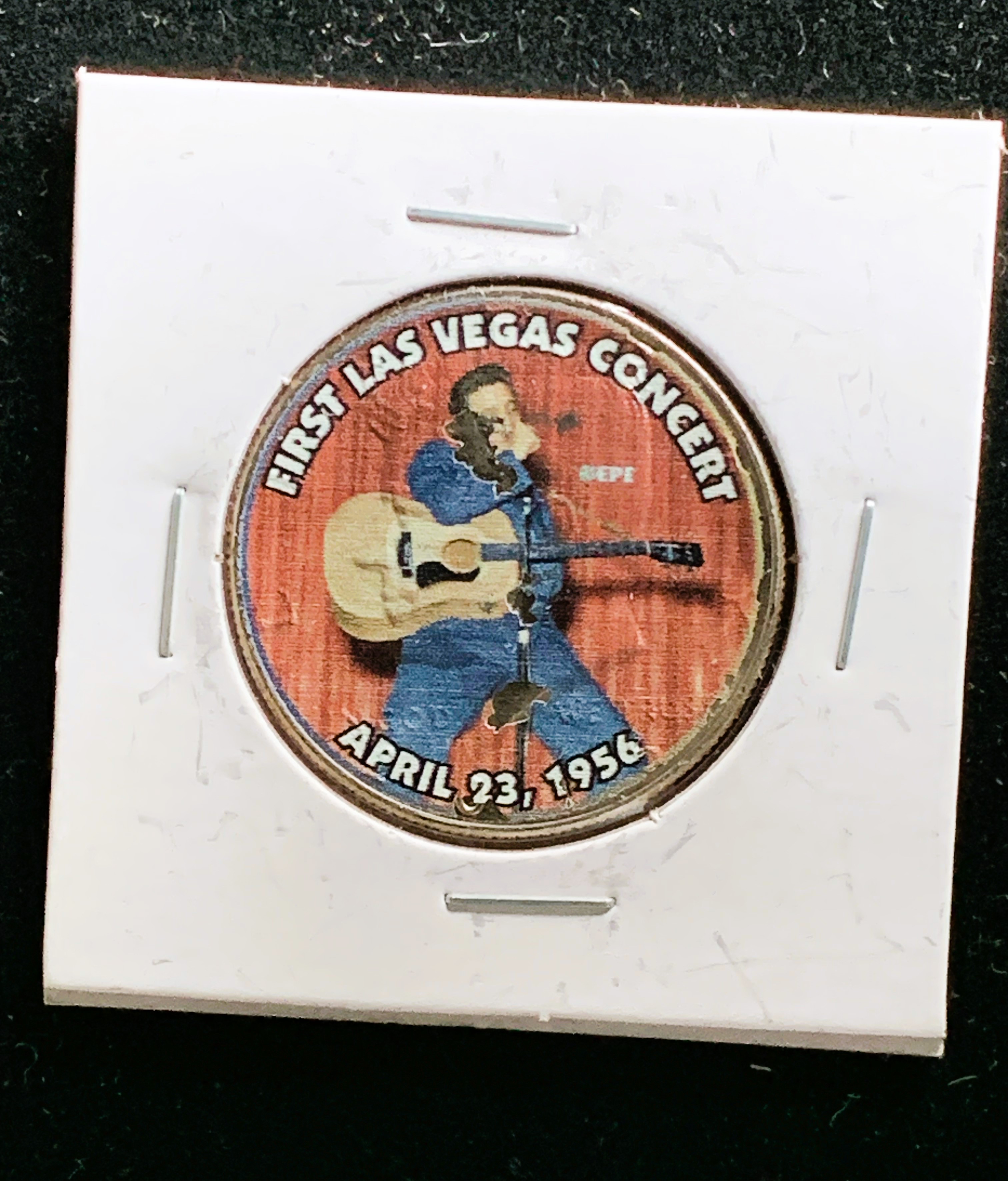 ELVIS KENNEDY HALF DOLLAR COIN, COLLERIZED ELVIS FIRST LAS VEGAS ...