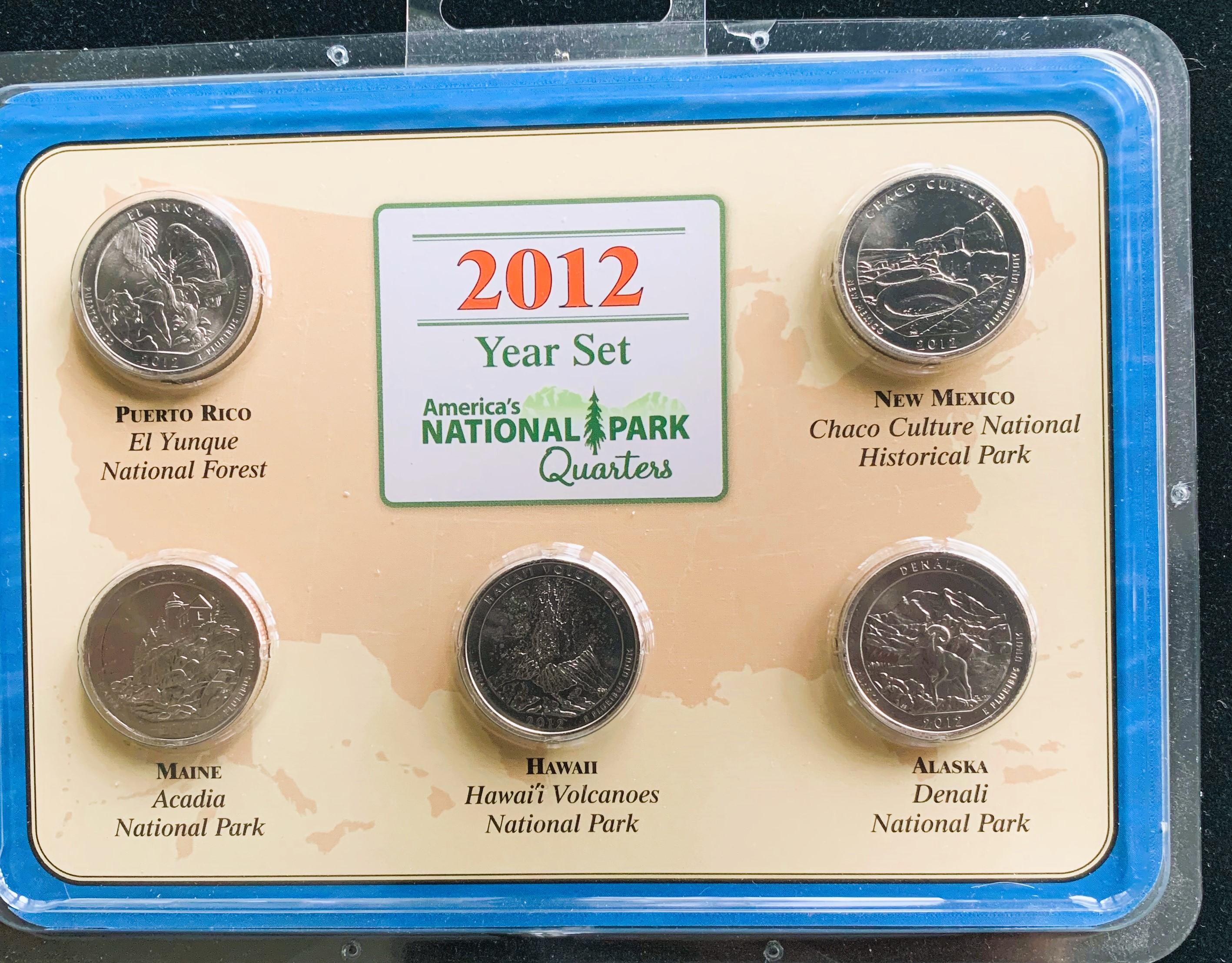 2012 YEAR SET, AMERICA'S NATIONAL PARK QUARTERS, 5 COINS ANNUAL ISSUE ...