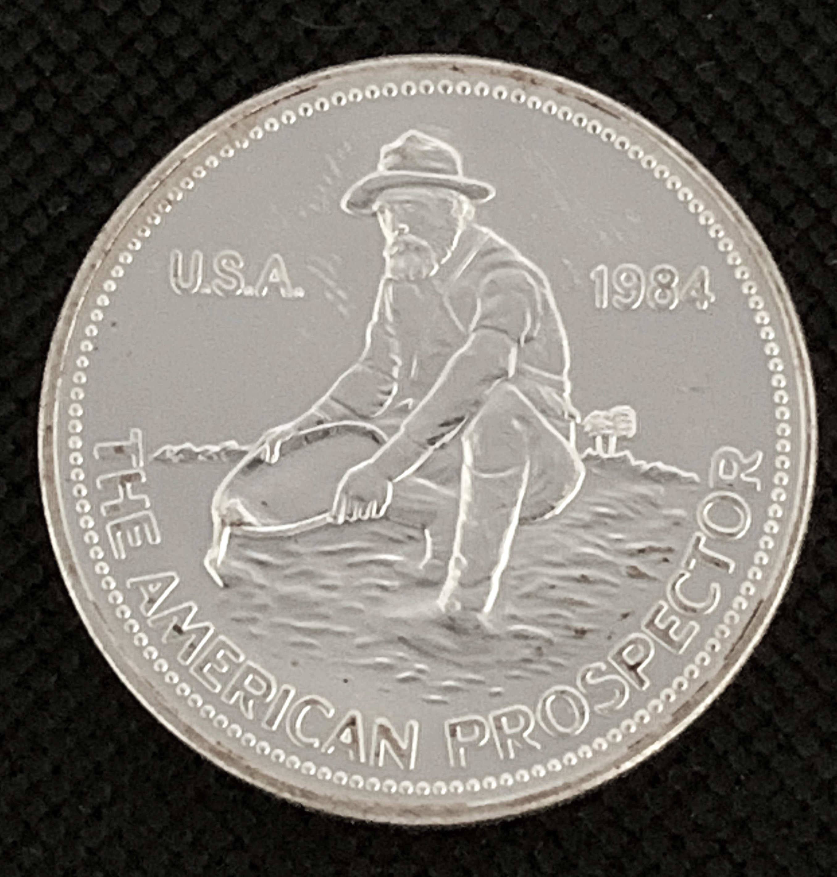 1oz .999 FINE SILVER THE AMERICAN PROSPECTOR VINTAGE 1984 UNCIRCULATED ...