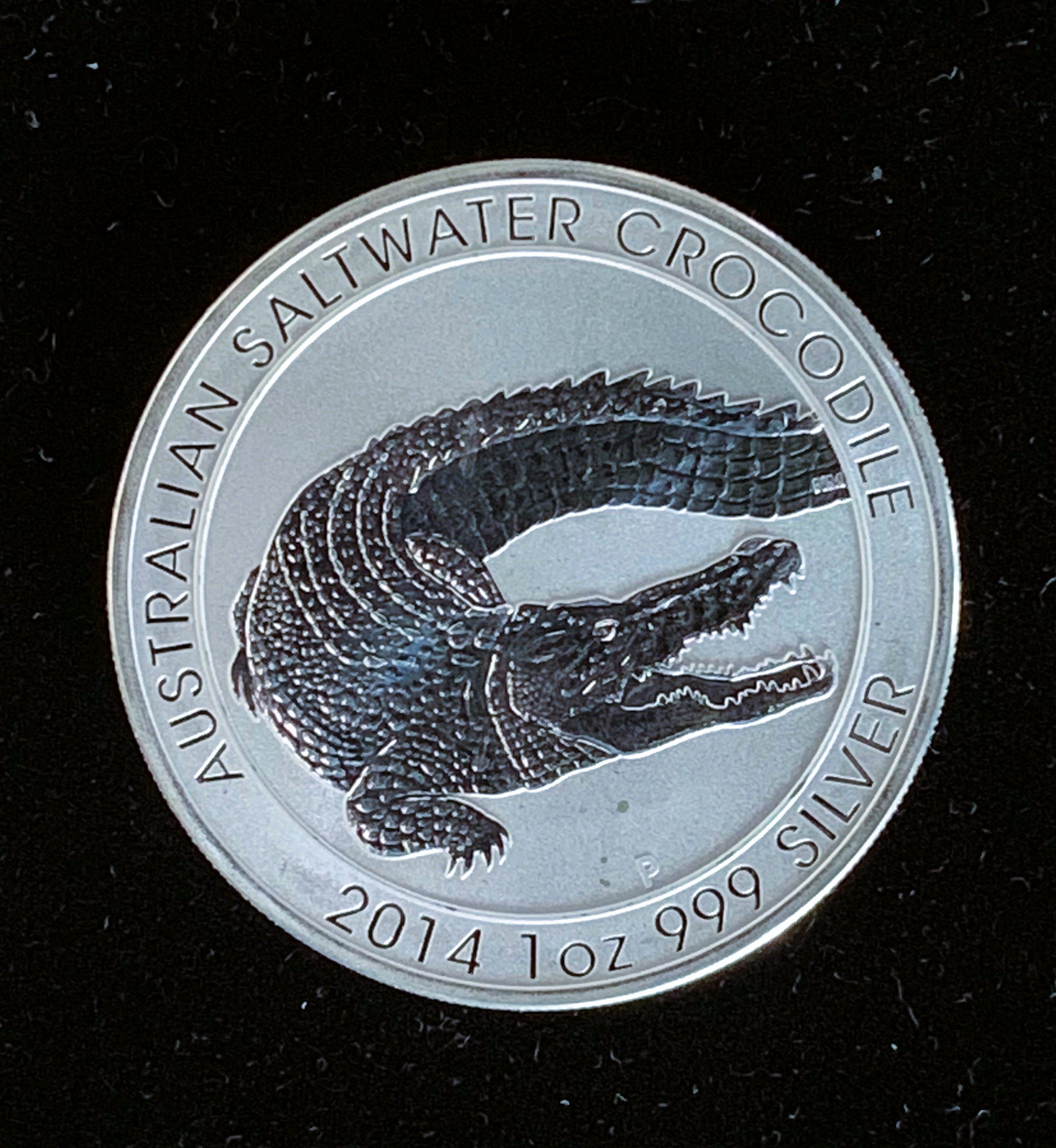.999 1oz FINE SILVER SALTWATER CROCODILE, UNCIRCULATED CAMEO PROOF ...