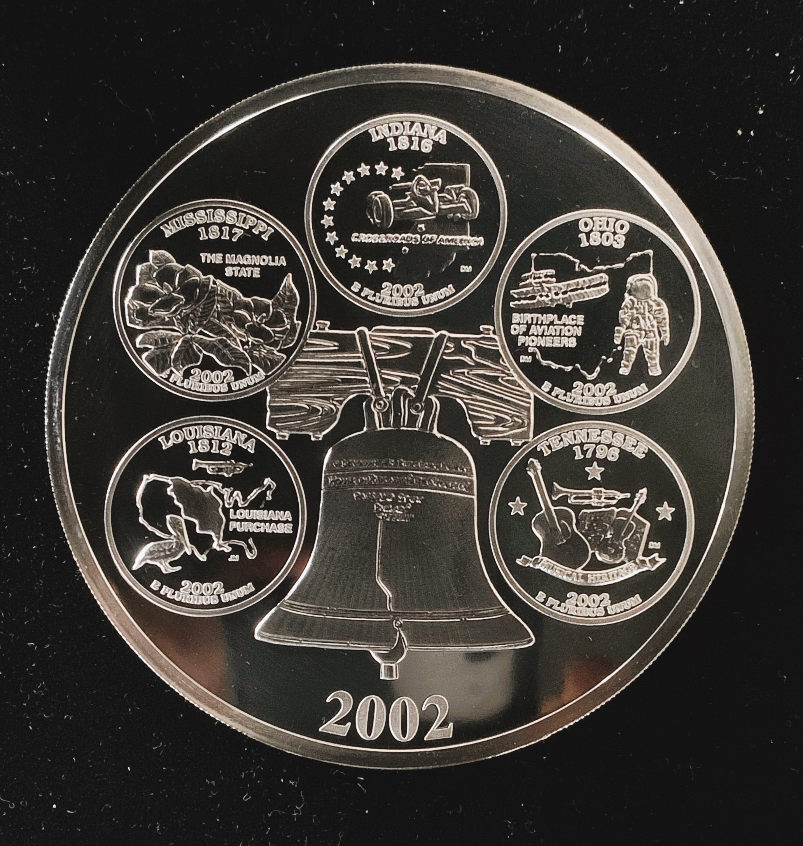 4 TROY oz .999 FINE SILVER ROUND COIN, 50 STATE EDITION 5 STATES, TENN ...